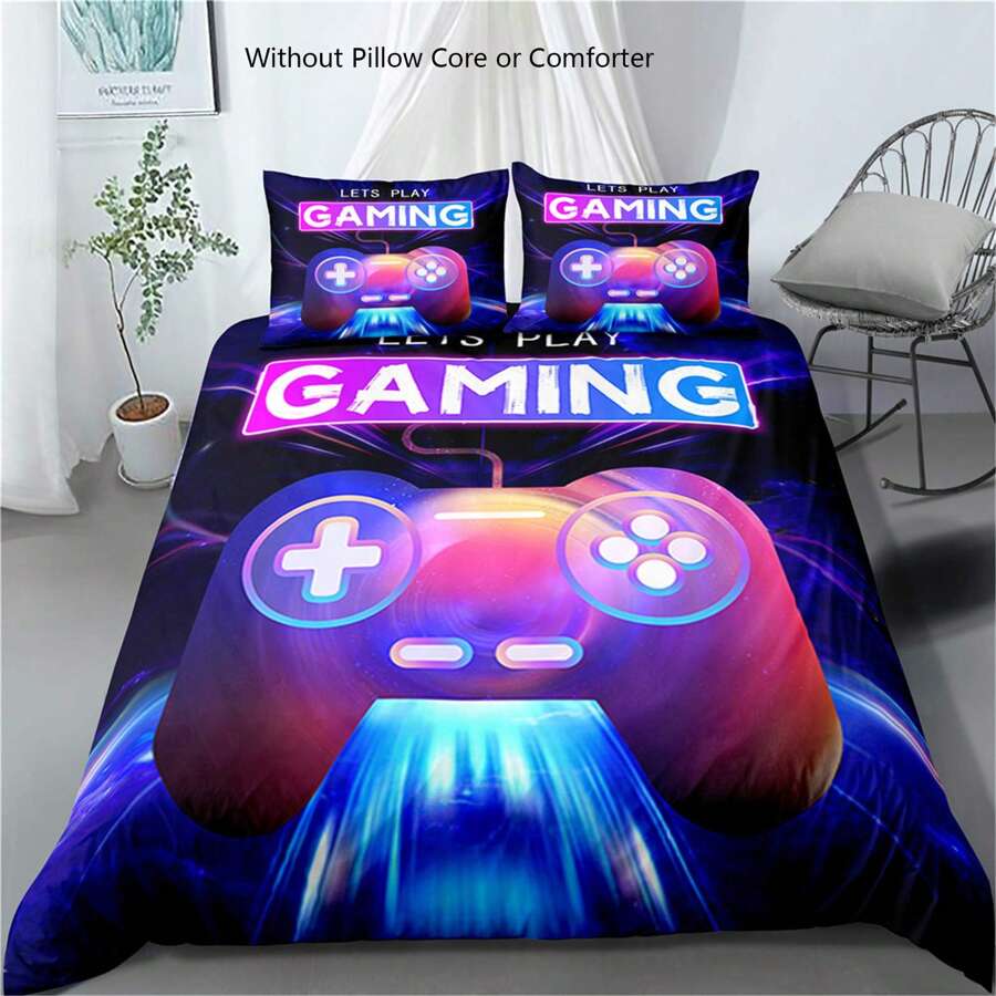 3-Piece Gaming Comforter Sets for Boys Girls Kids Teens Gamer Bedding ...