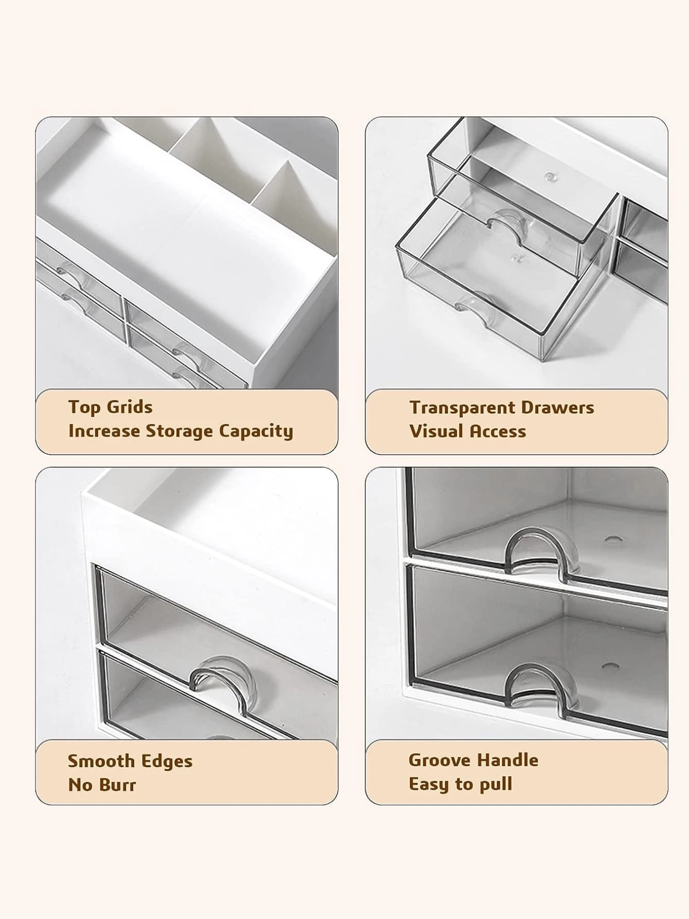 Desk Organizer, Desk Organizer With 4 Compartments And 4 Small Drawers ...