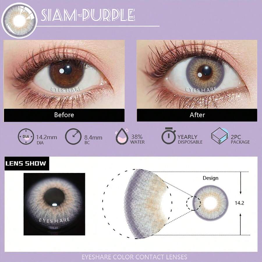 1 Pair Natural Color Contact Lens For Eyes Cosmetic Beauty Eye Makeup ...