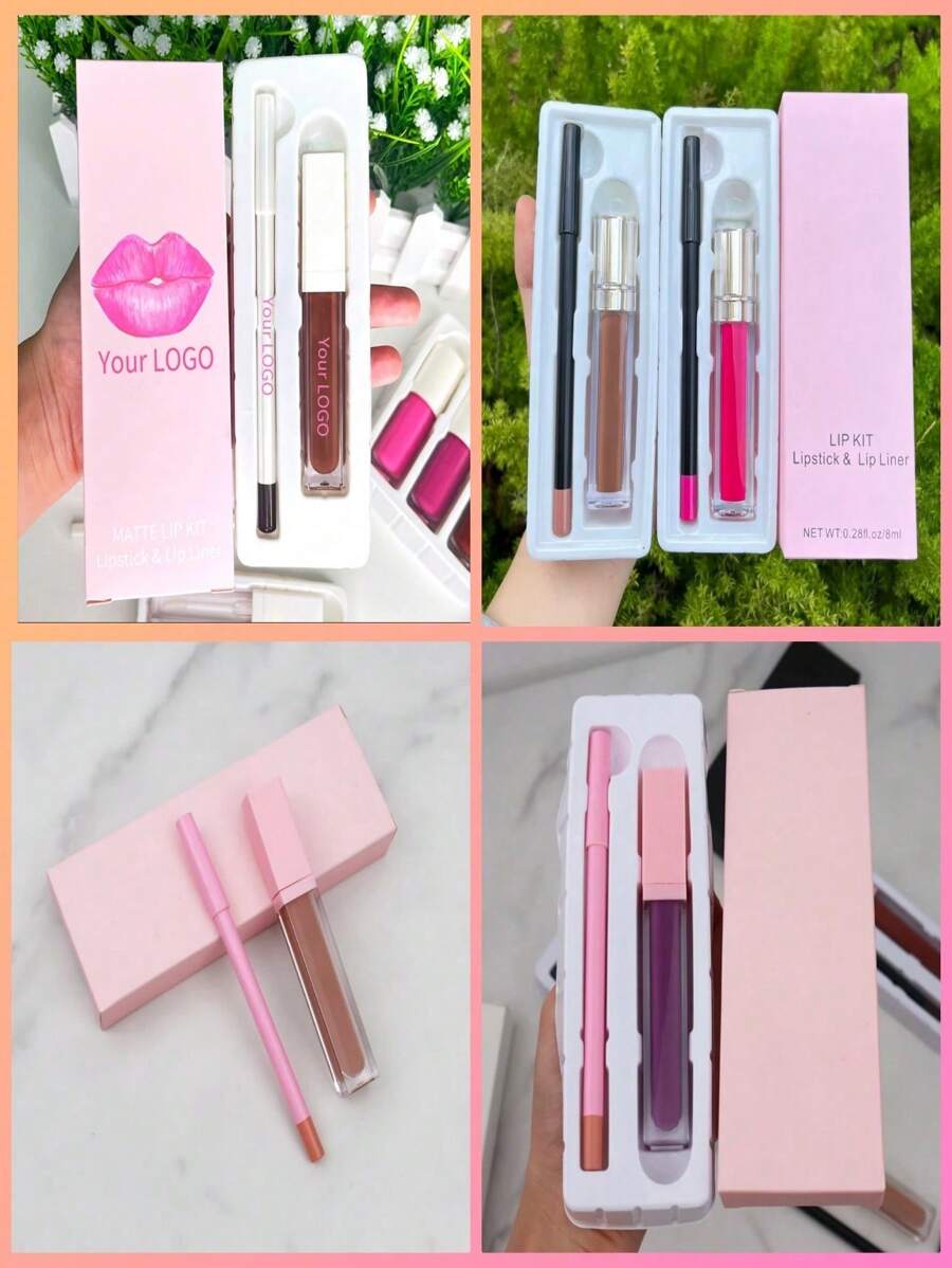 Duo Lapiz Labial + Labial Liquido Matte Indeleble Lip Gloss Mate ...