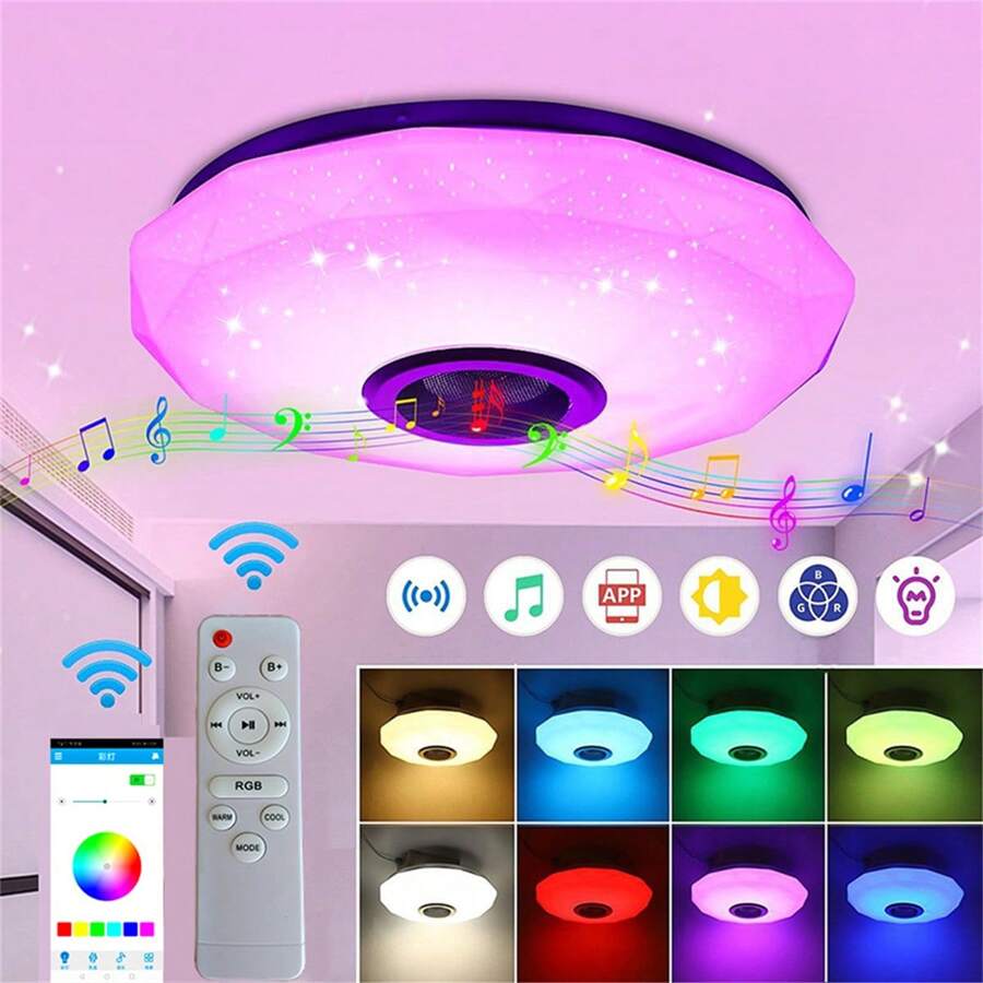 Music Ceiling Light Led Colorful Remote Control Ceiling Lamp With ...