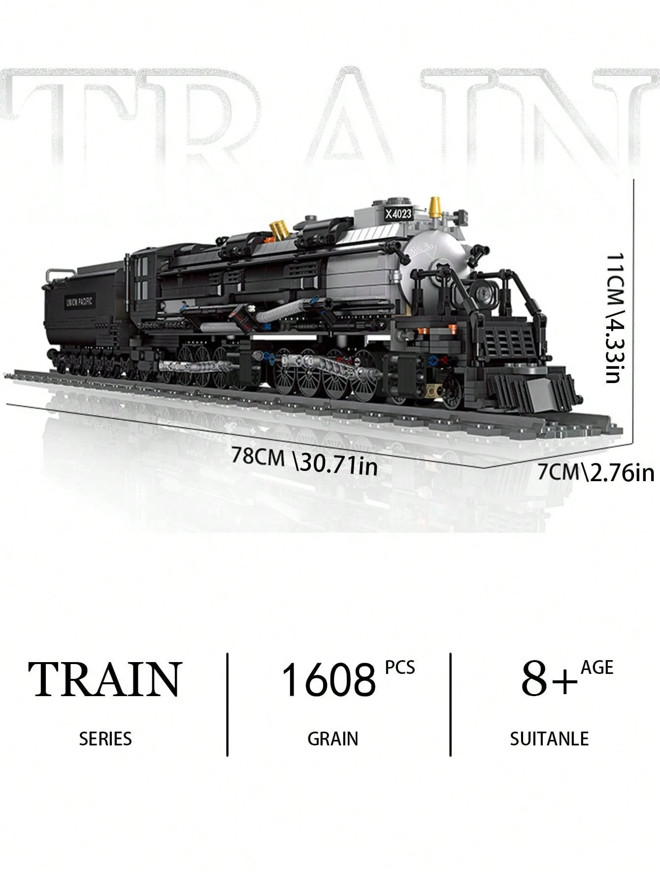 Big Guy 78CM Building Blocks Train 1608PCS Locomotive 19th Century ...