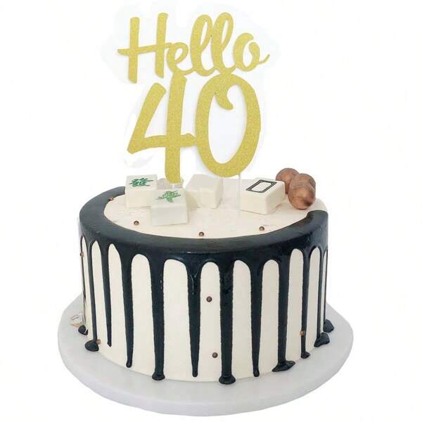 Hello 40 Cake Topper - 40th Birthday / 40th Anniversary Party Cake ...
