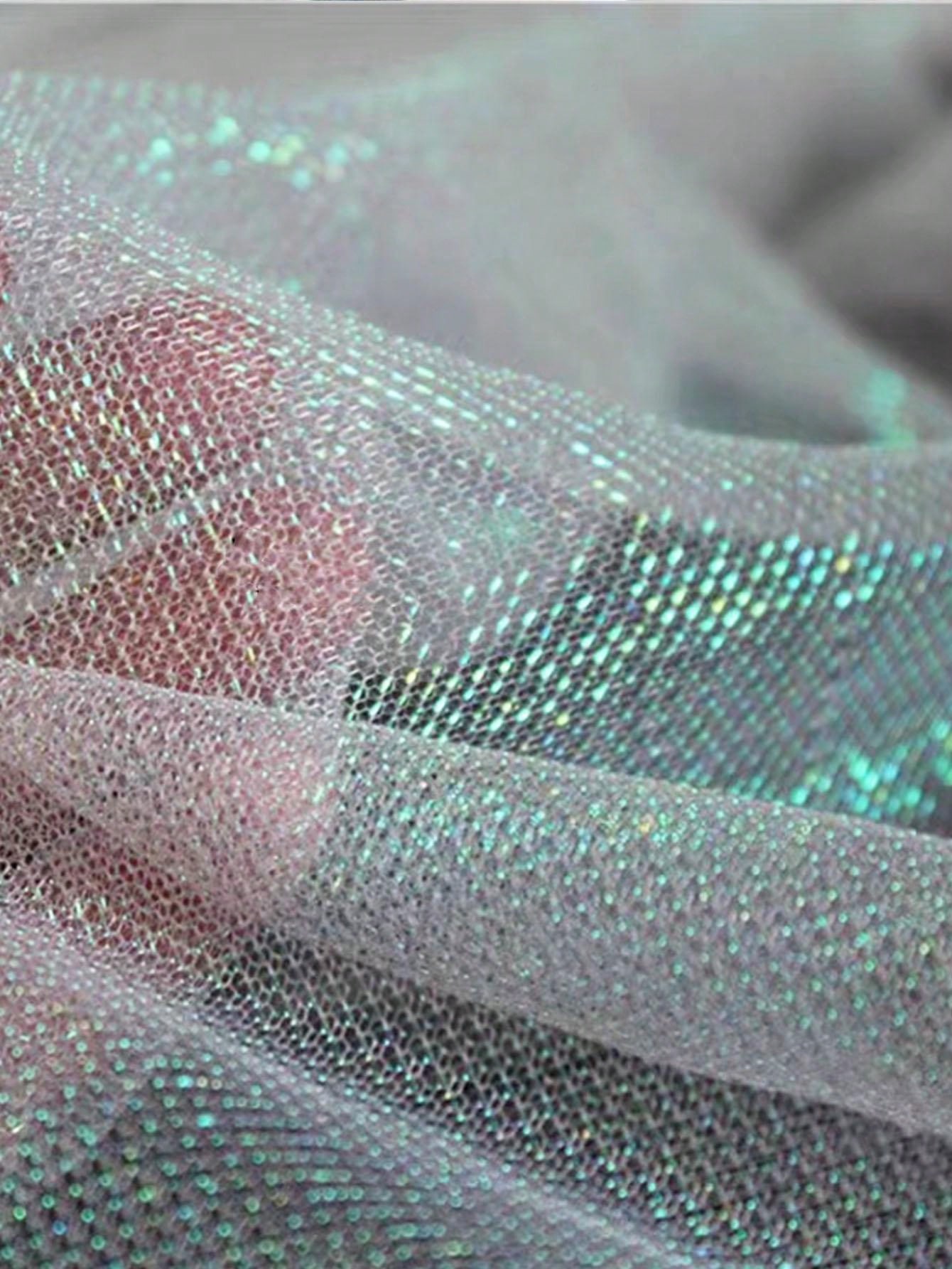 1pc Gradient Two-Color Mesh Fabric, Laser Texture See-Through Fabric ...