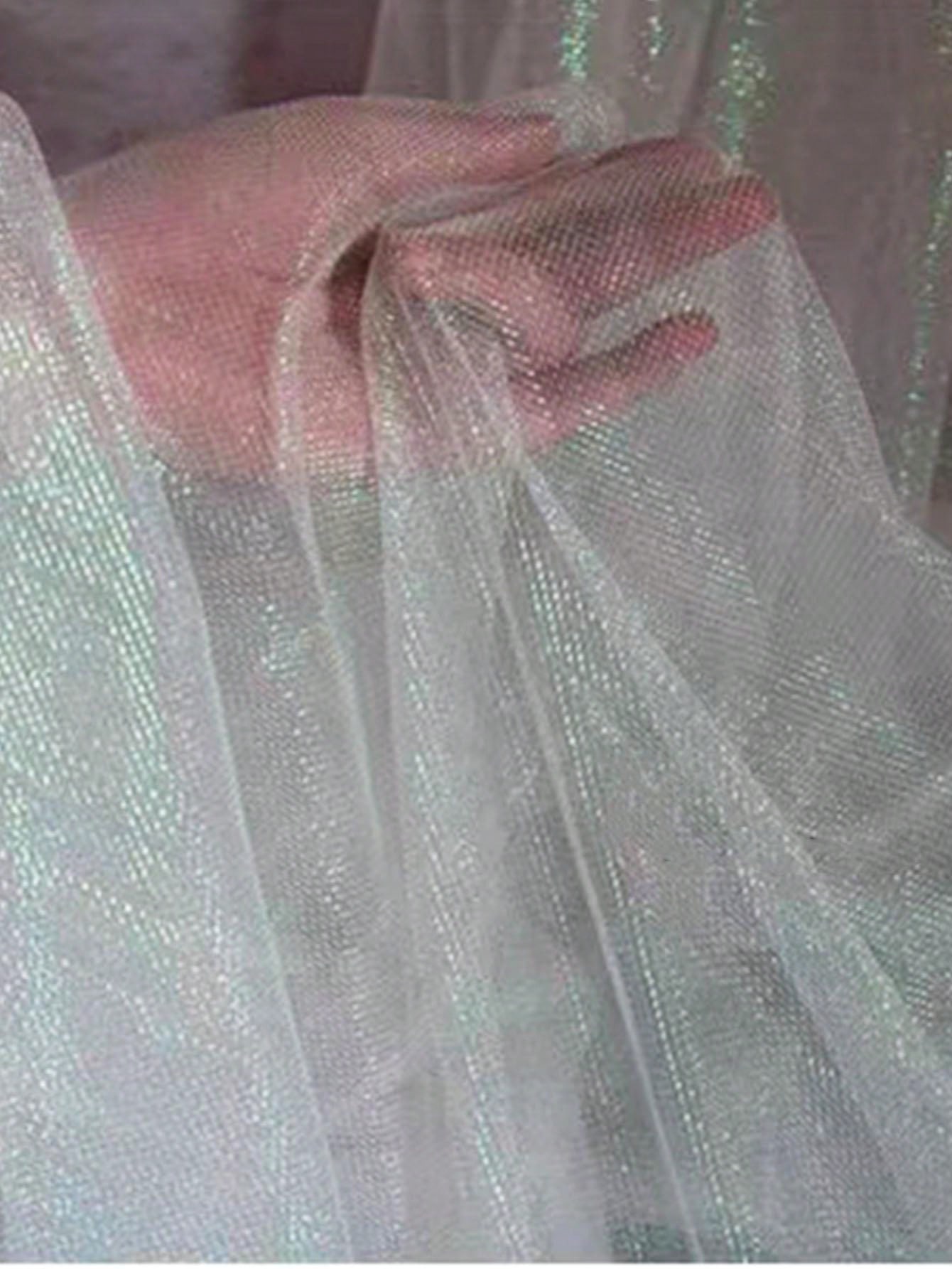 1pc Gradient Two-Color Mesh Fabric, Laser Texture See-Through Fabric ...