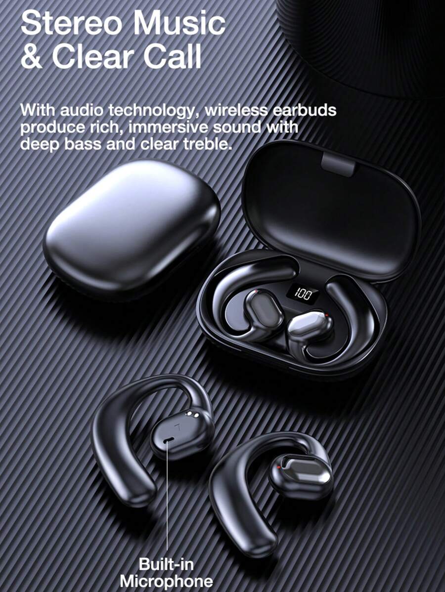 Audífonos inalámbricos BL35 Over-Ear Earbuds V5.3 con orejeras, funda de carga con pantalla LED ...