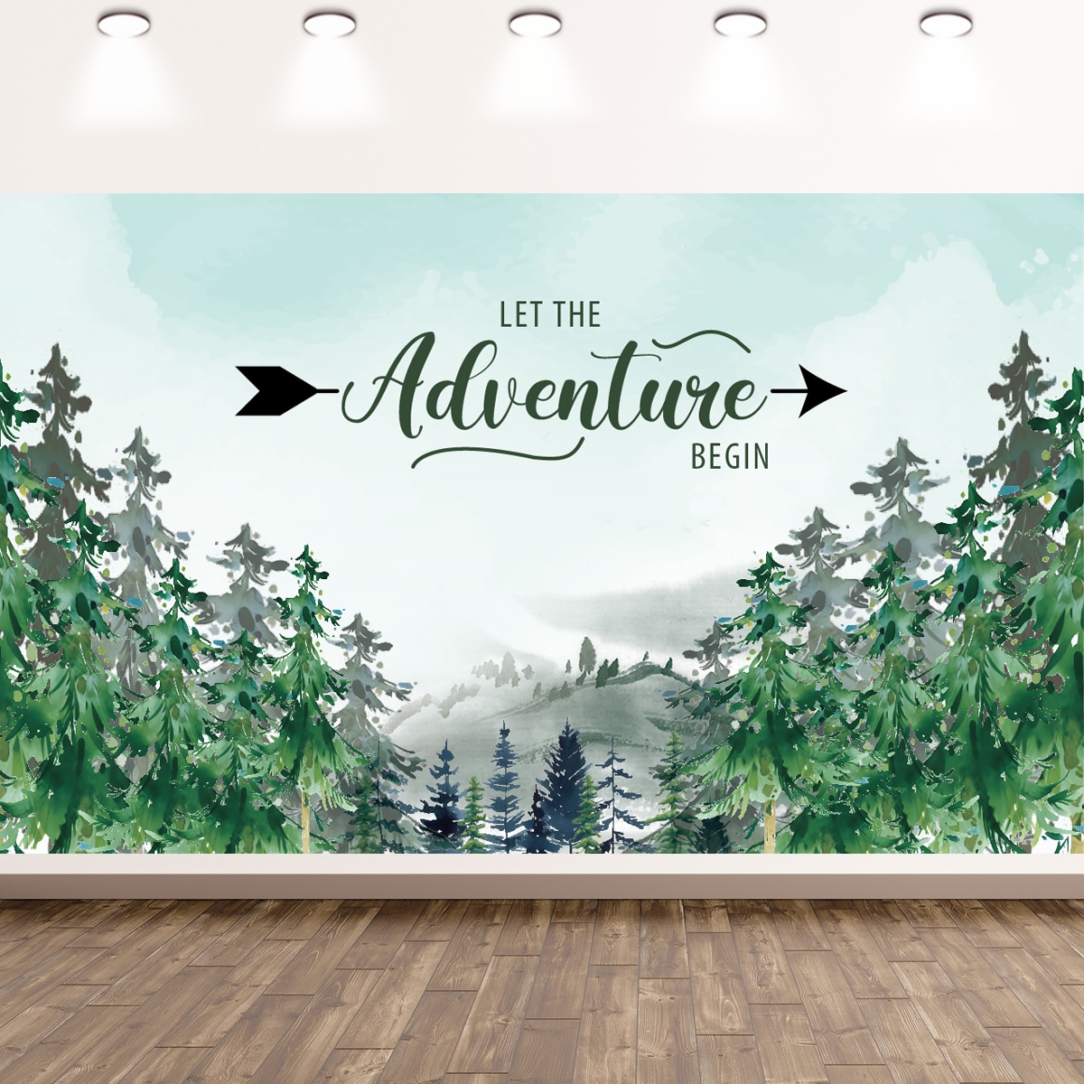 6x4ft Adventure Awaits Baby Shower Backdrop Pine Tree Mountain ...