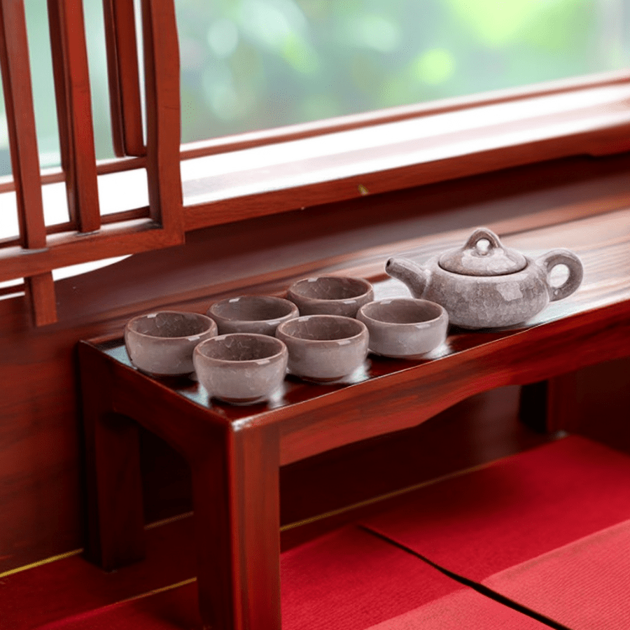 Lotus Pink Colored Zi Sha Kung Fu Tea Set With Ice Cracks In Gift Box ...