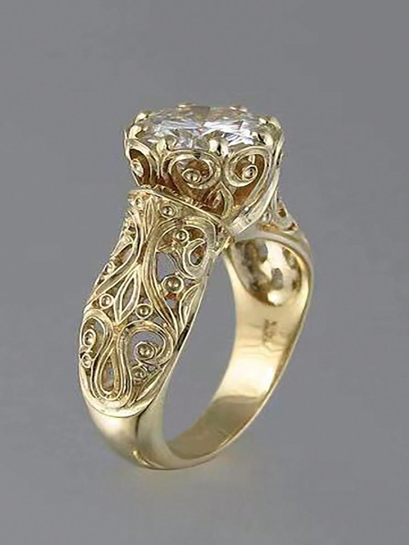 1pc Delicate White Hollow Out Flower Pattern Ring, Minimalist Design ...