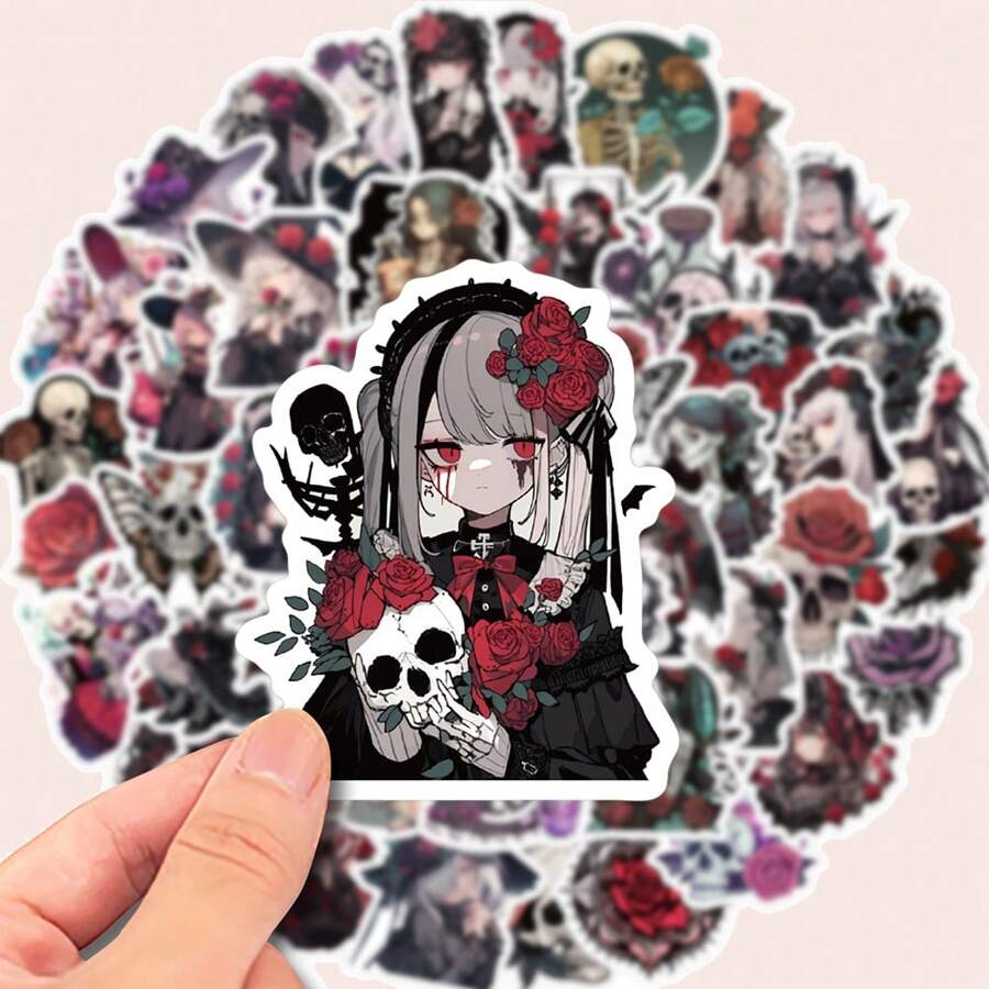 50pcs Gothic Rose Girl Graffiti Stickers For Decorating Mobiles ...