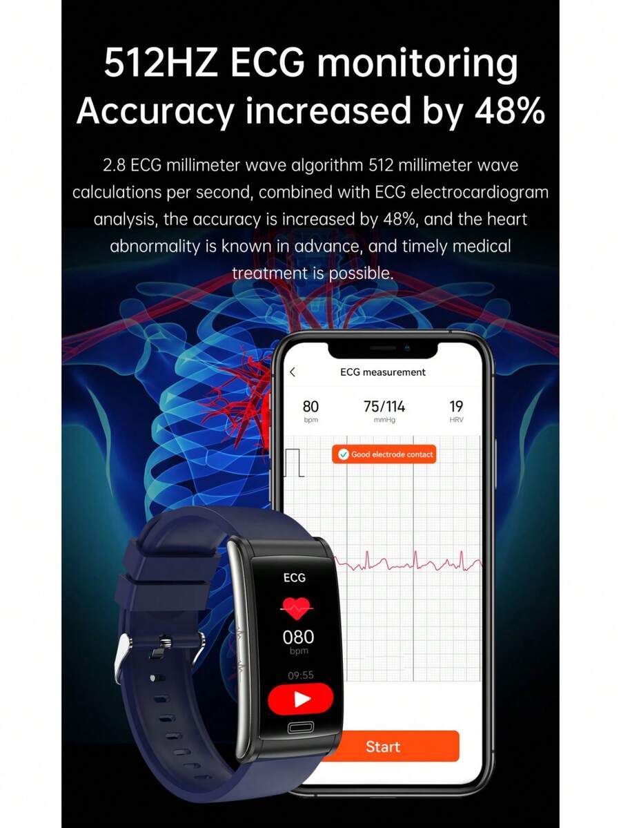 LORDWEY E600 ECG Smartwatch für Männer, nicht-invasive Blutglukose ...