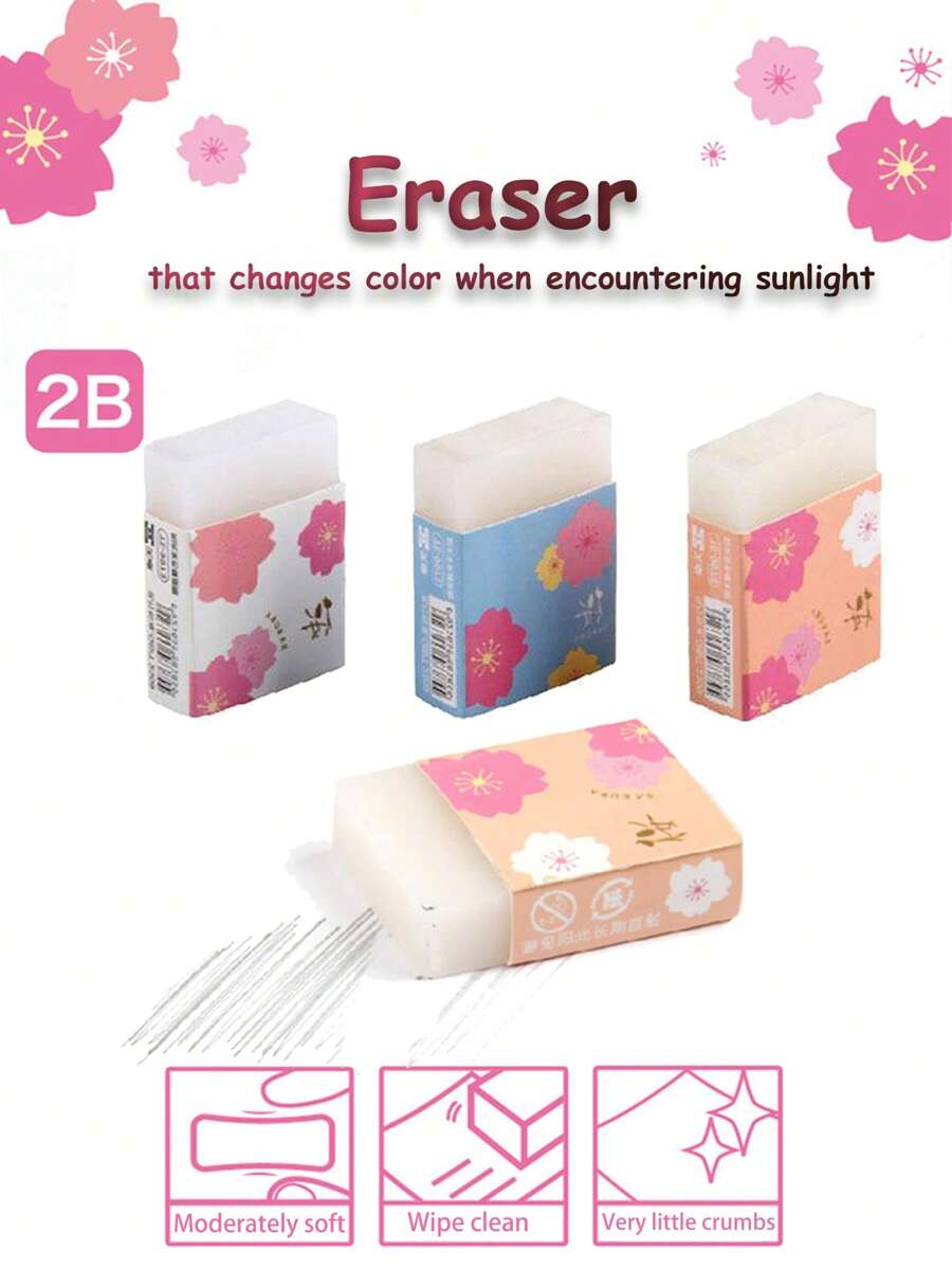 3 Pack Kids Erasers, Correcting Tool Pencil Eraser, Cute Eraser Color ...