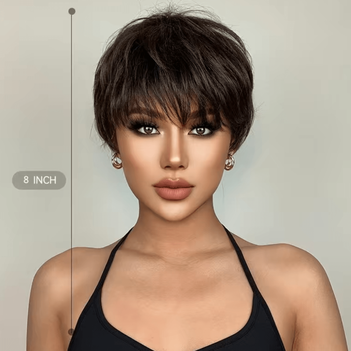 8 Inch Synthetic Wig Women's Pixie Cut Wig Short Straight Hair With ...