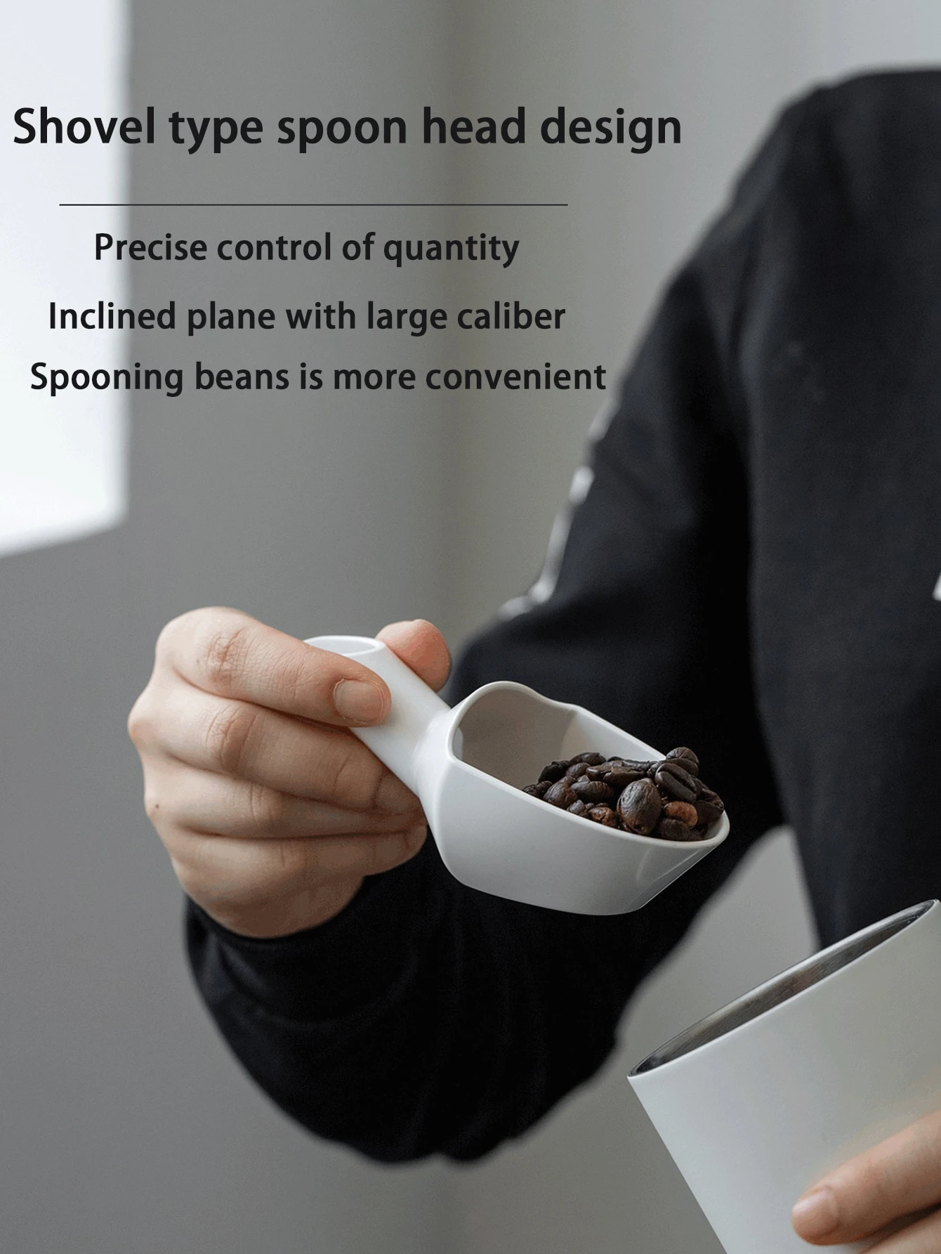 1 pc white coffee measuring spoon, scoop shaped coffee powder measuring ...
