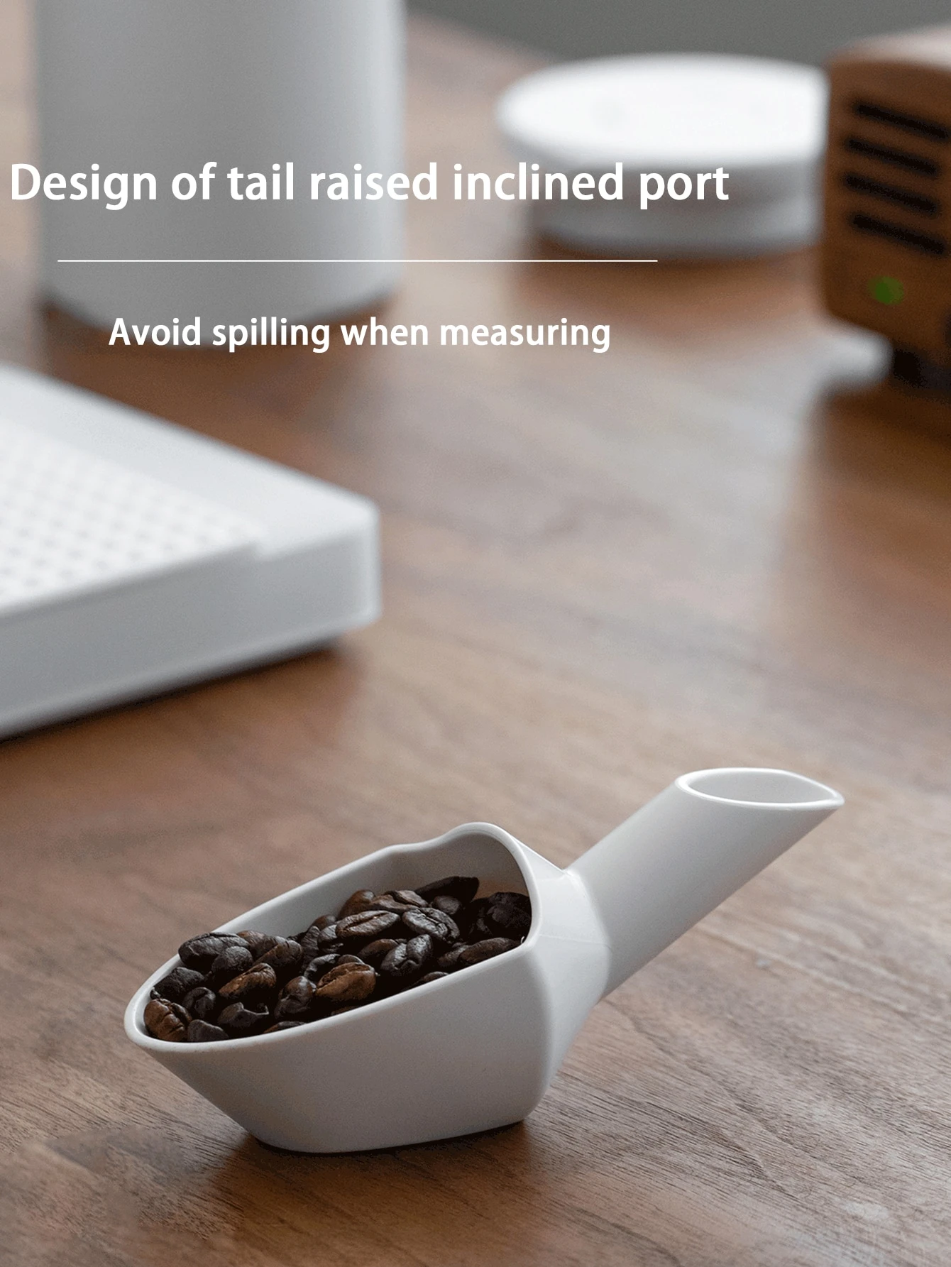 1 pc white coffee measuring spoon, scoop shaped coffee powder measuring ...