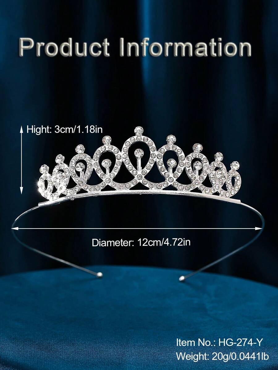 1pc Minimalist Silver Tone Princess Headwear Bridal Crown, Suitable For ...