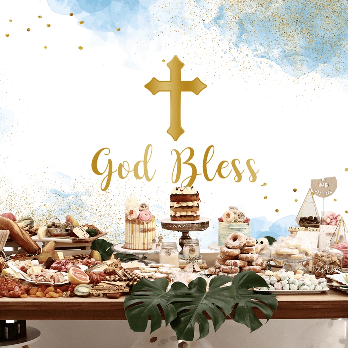 6x4ft Backdrop for Boy First Holy Baptism Christening Party Decorations ...