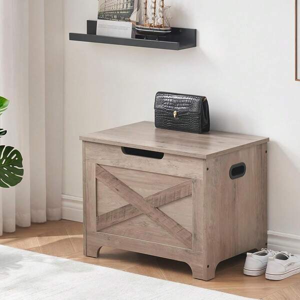 Storage Chest, Lift Top Storage Trunk with Safety Hinge, Barn Style ...