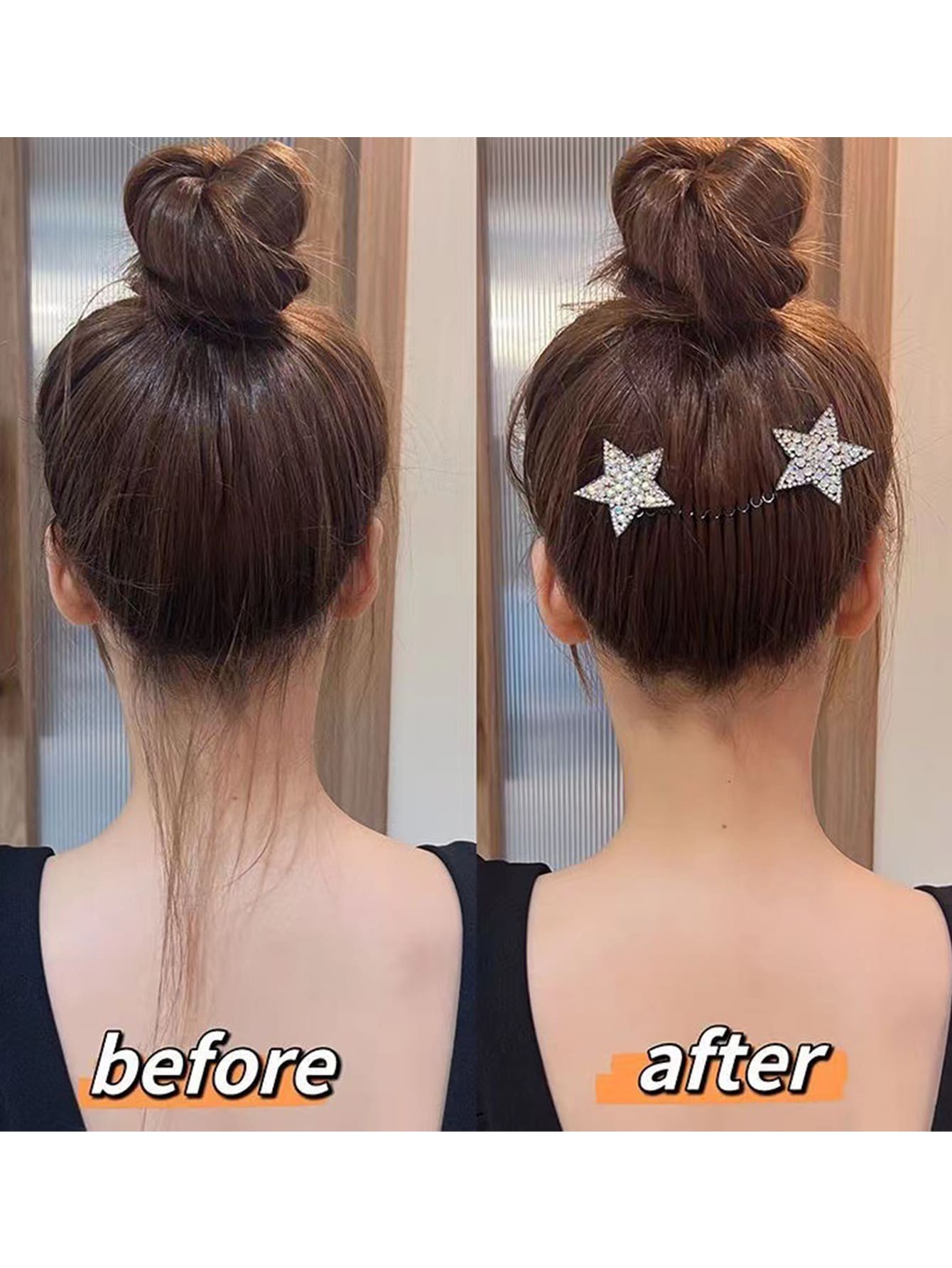 1pc Rhinestone Star Broken Hair Comb Women's Broken Hair Finishing ...