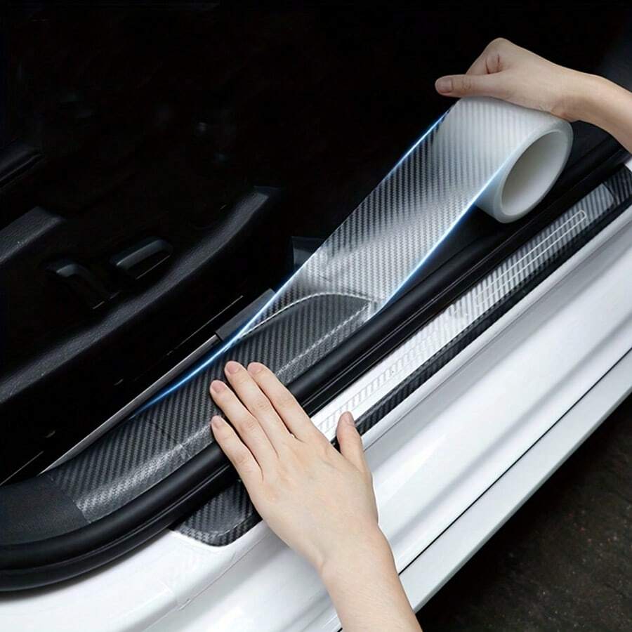 3m Carbon Fiber Car Sticker Door Sill Protector, Bumper Strip, Rear ...