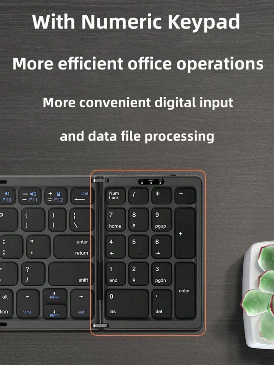 B089 Multi-Device Foldable Blue tooth Keyboard with Numeric Keypad ...