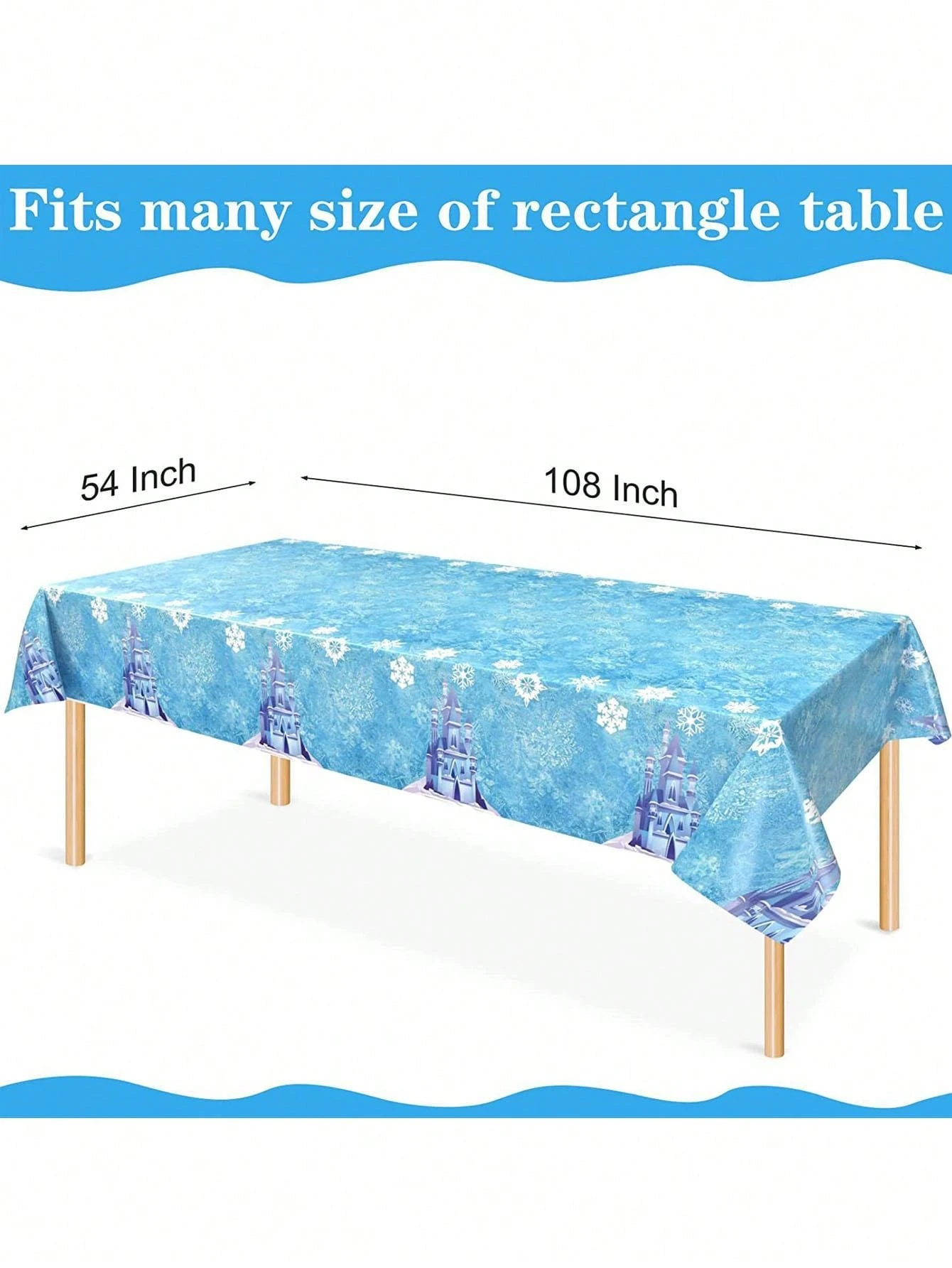 54x108 Inches Ice And Snow Castle Themed Party Tablecloth Disposable ...
