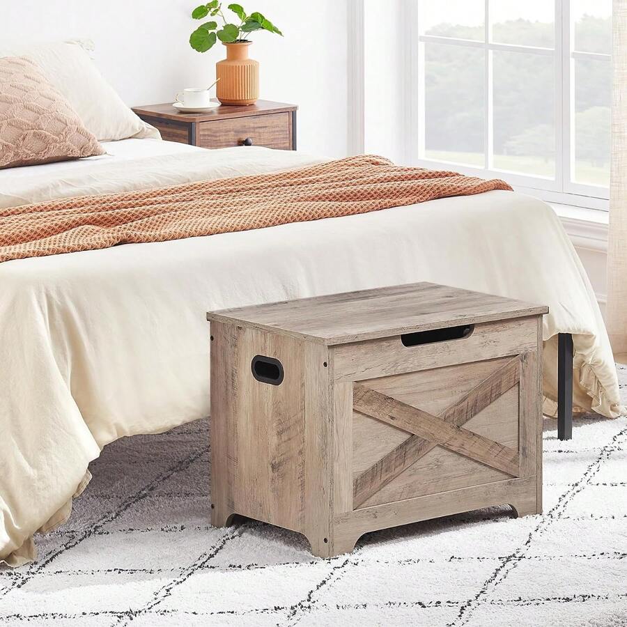 Storage Chest, Lift Top Storage Trunk With Safety Hinge, Barn Style ...