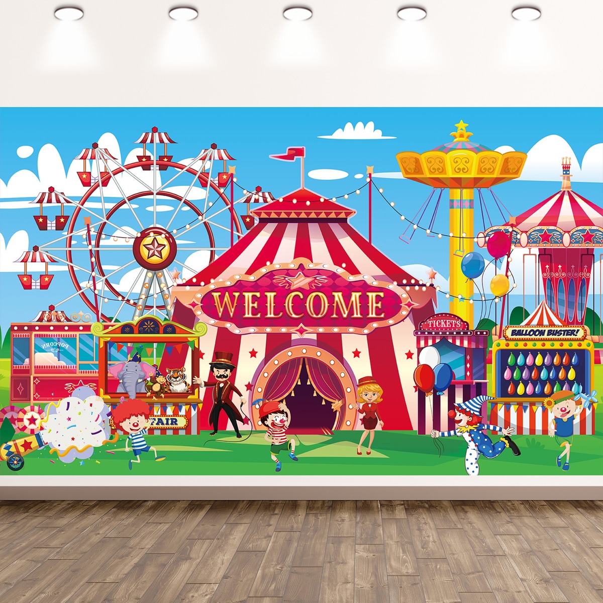 6x4ft Carnival Happy Birthday Banner Happy Birthday Carnival Banner ...