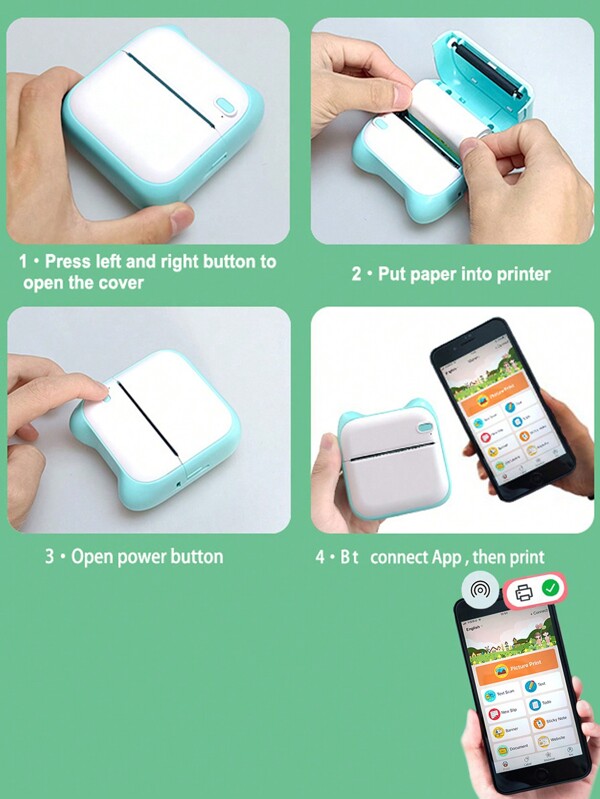 Mini Thermal Photo Printer, Portable Printer, No Ink Required ...