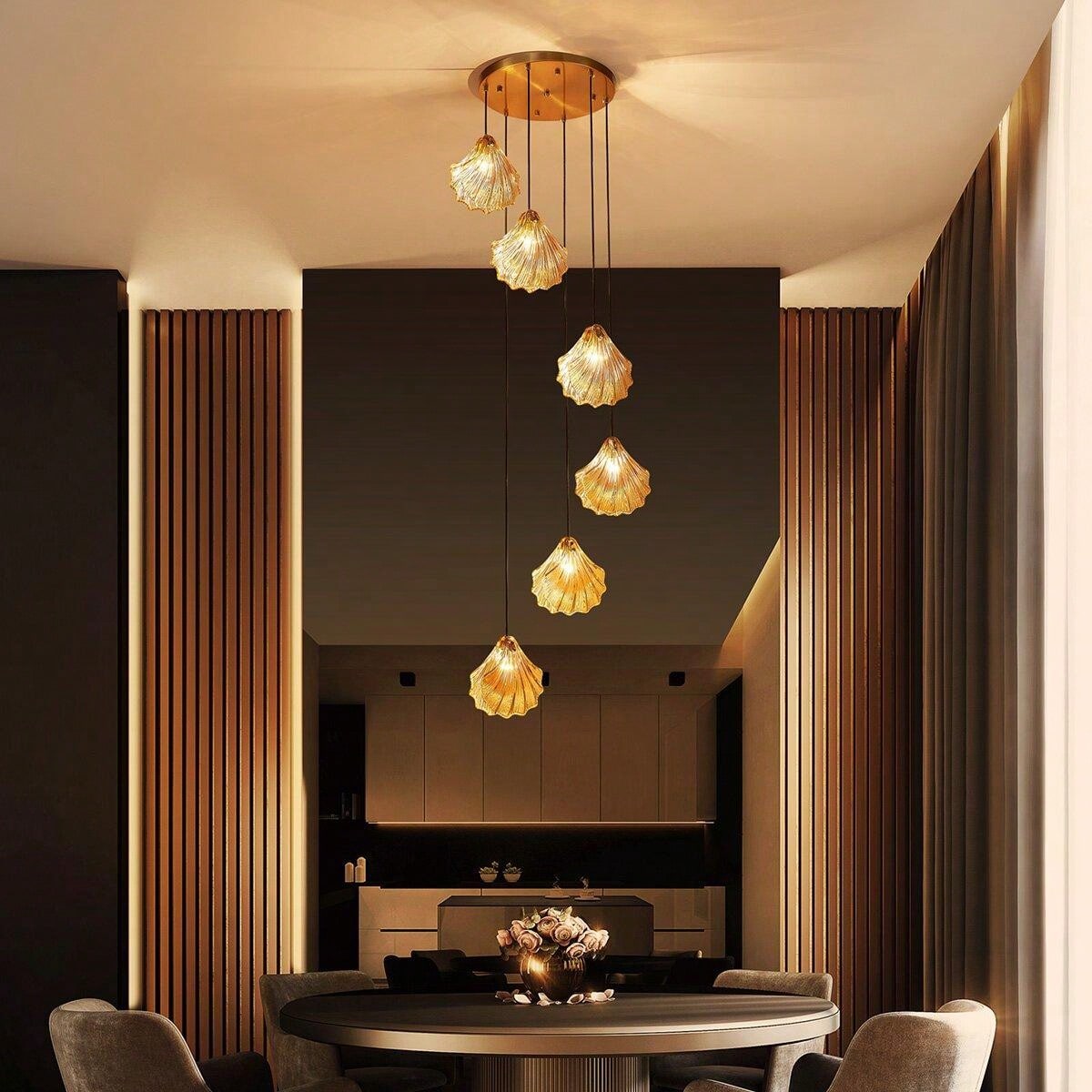 Decorique Home 23007 3-Light Seashell Pendant Chandelier Ocean-Inspired ...