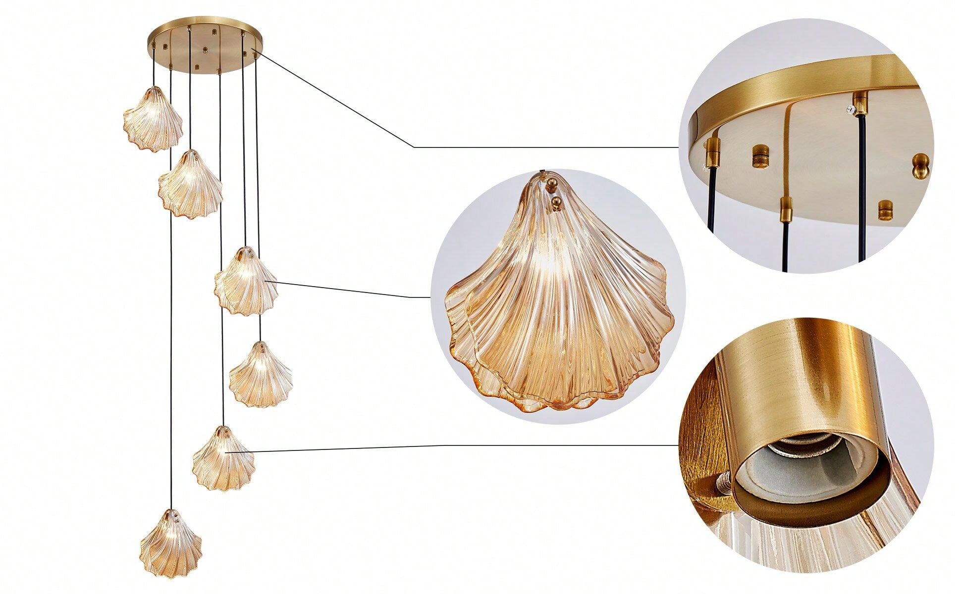 Decorique Home 23007 3-Light Seashell Pendant Chandelier Ocean-Inspired ...