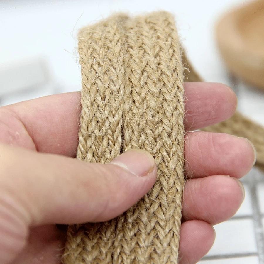 10M Cords Braided Flat Burlap Ribbon Nature Jute Rope Twine Webbing DIY ...