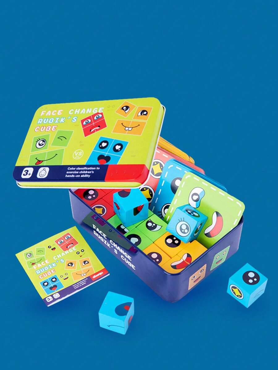 Children face , wooden block jigsaw puzzle toys, puzzle interactive ...