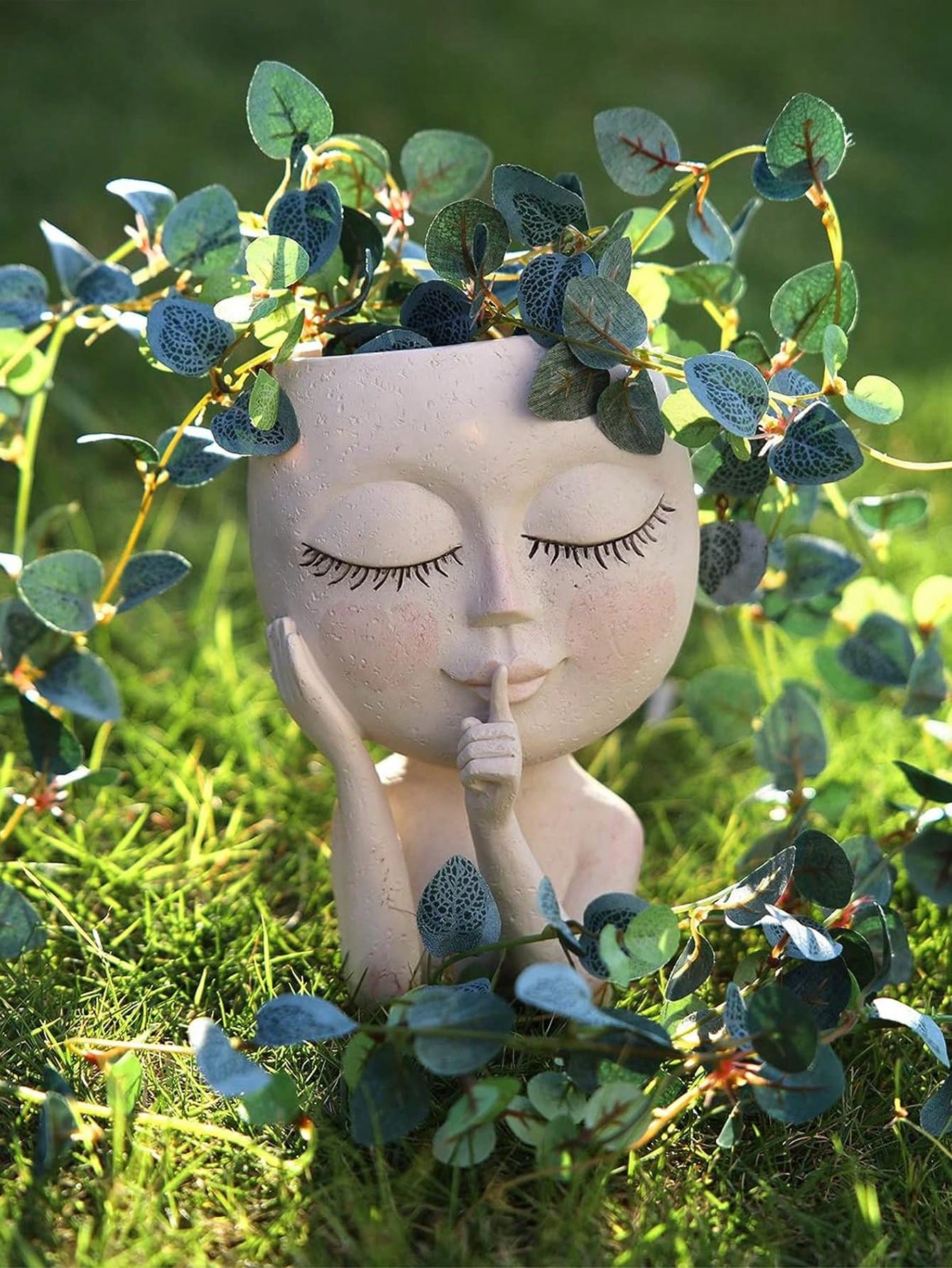 1pc Face Flower Pot Head Planter, Face Planters Pots With Drainage Hole ...