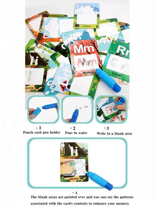 A Set Of Water Drawing & Sketching Cognitive Cards, Educational ...