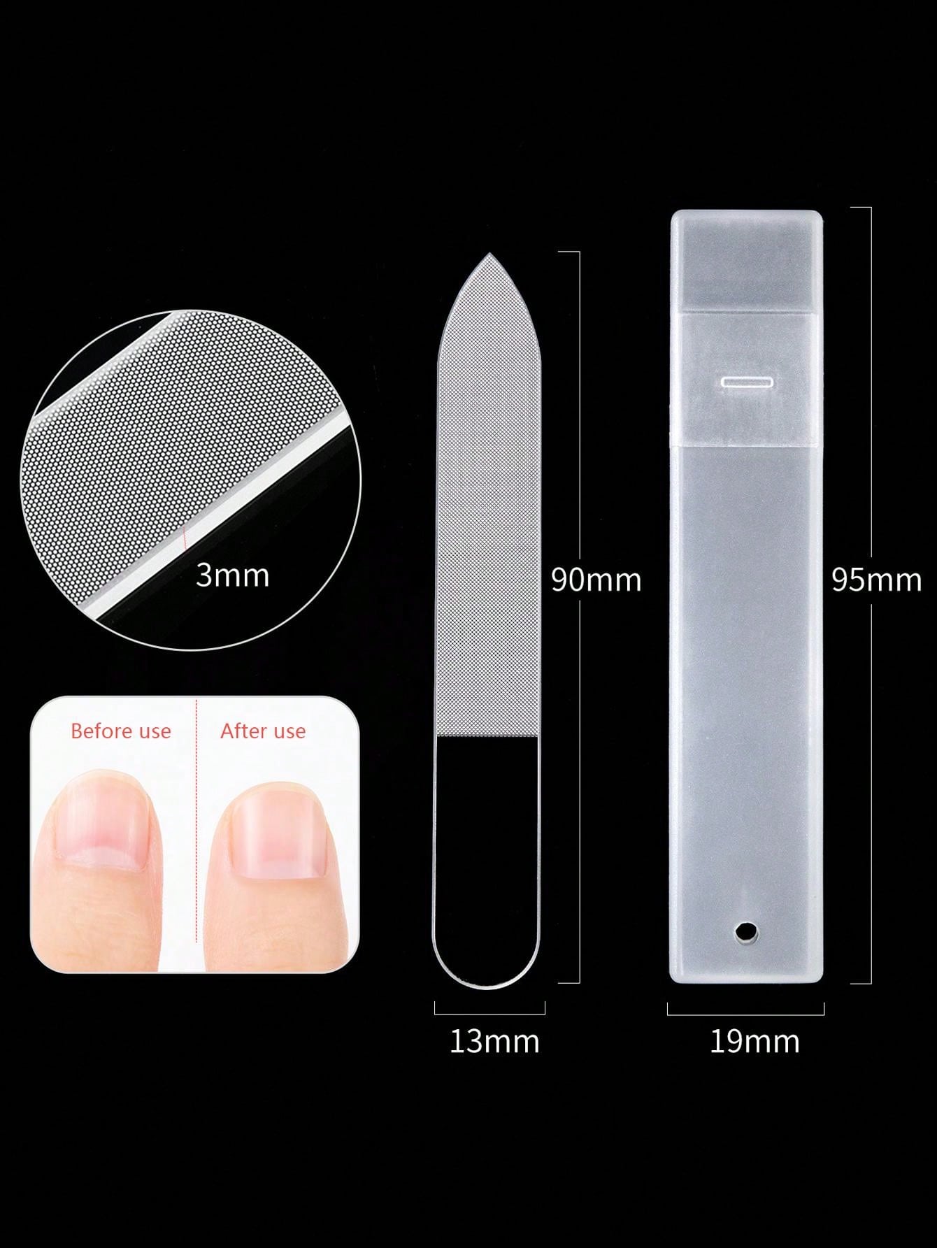 Nano nail file 3 pieces of glass nail file polishing nail surface gloss ...