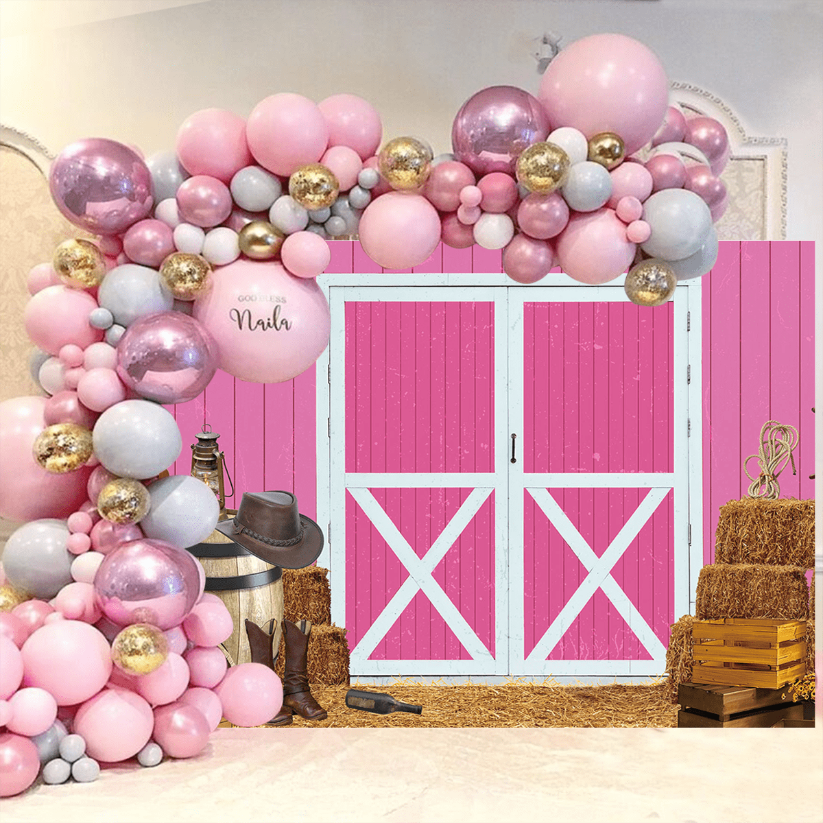 6x4ft Pink Western Cowboy Backdrop Party Supplies Decorations ...