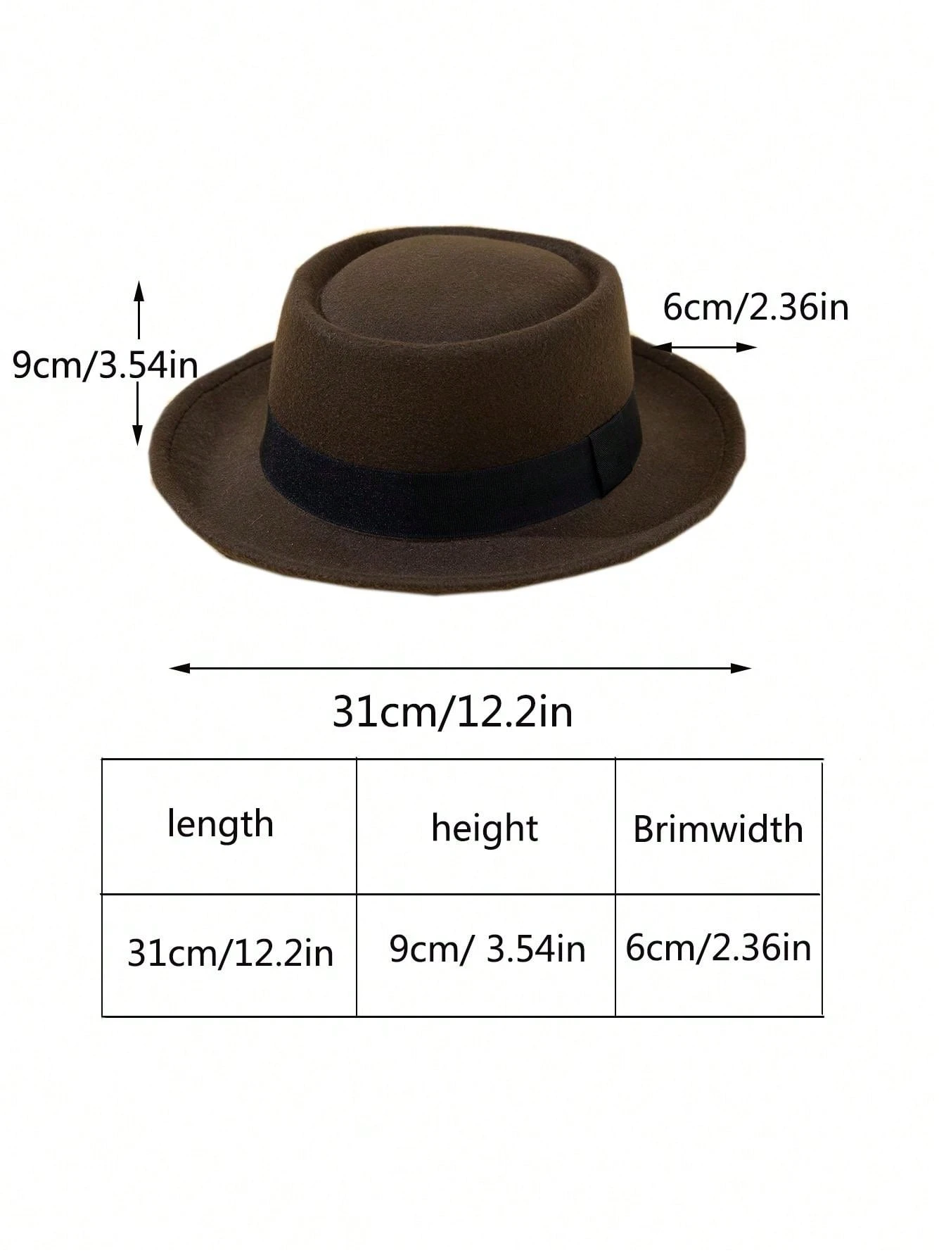 1pc Men's Coffee Color Fitted Retro Style Hat With Concave Shape ...