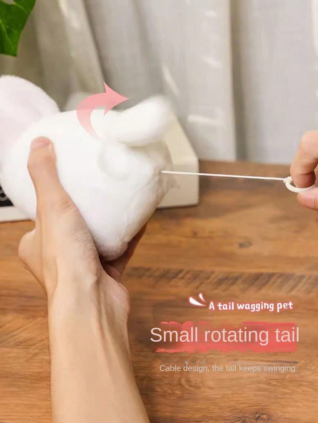 One Pull-back Small Rabbit Plush Toy, Its Tail Can Rotate With Your ...