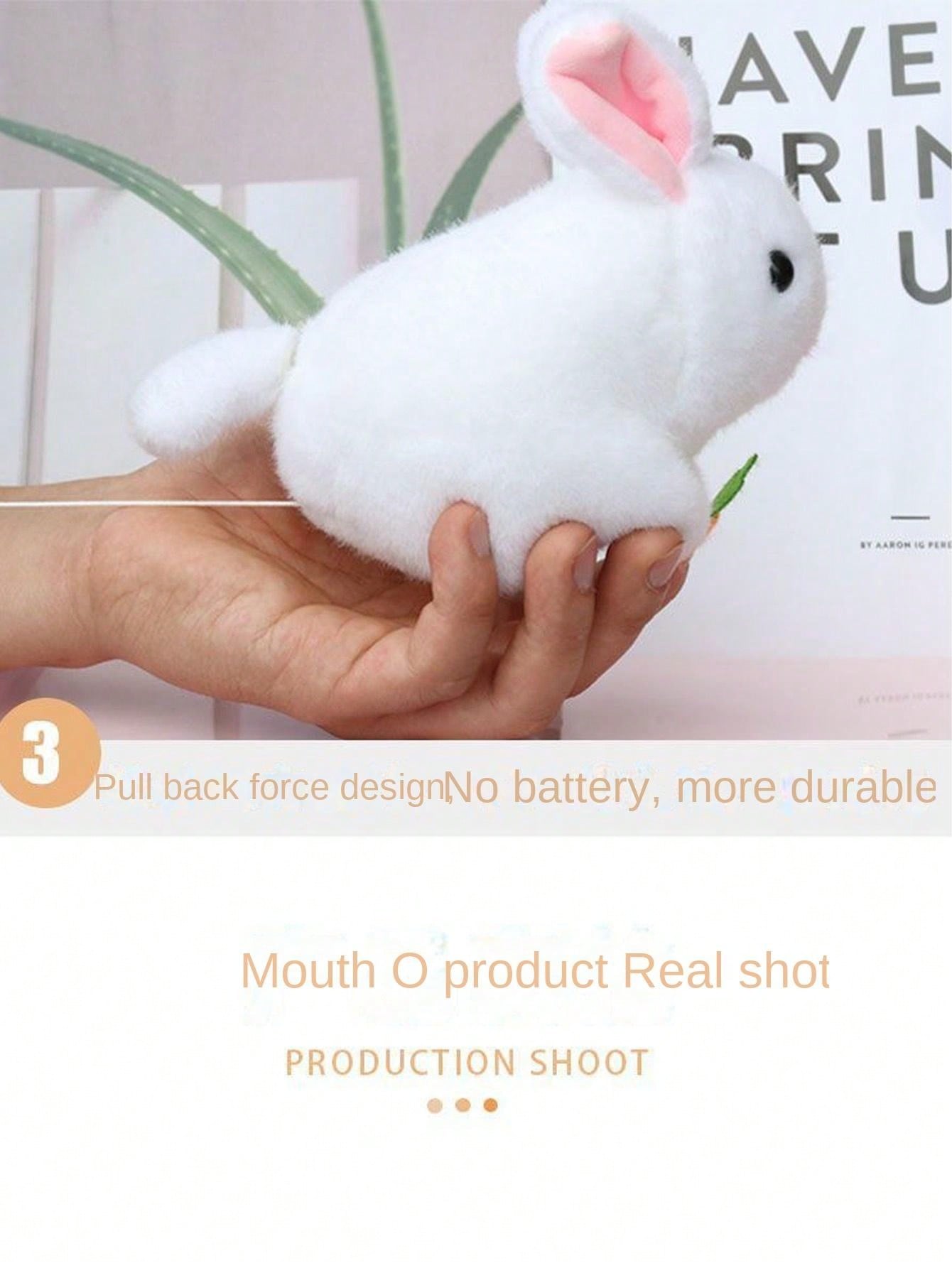 One Pull-back Small Rabbit Plush Toy, Its Tail Can Rotate With Your ...
