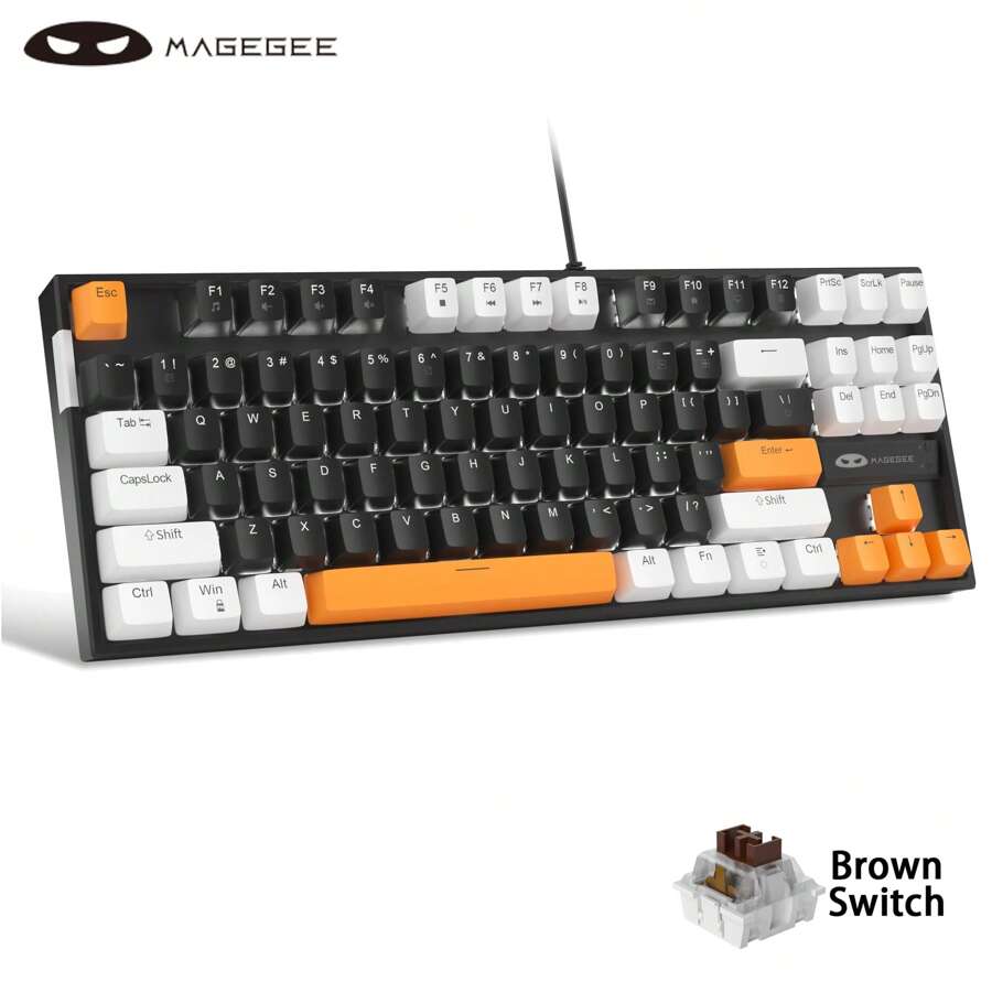 Magegee 1pc Clavier De Jeu Mécanique 75% Avec Switch Marron, Clavier ...
