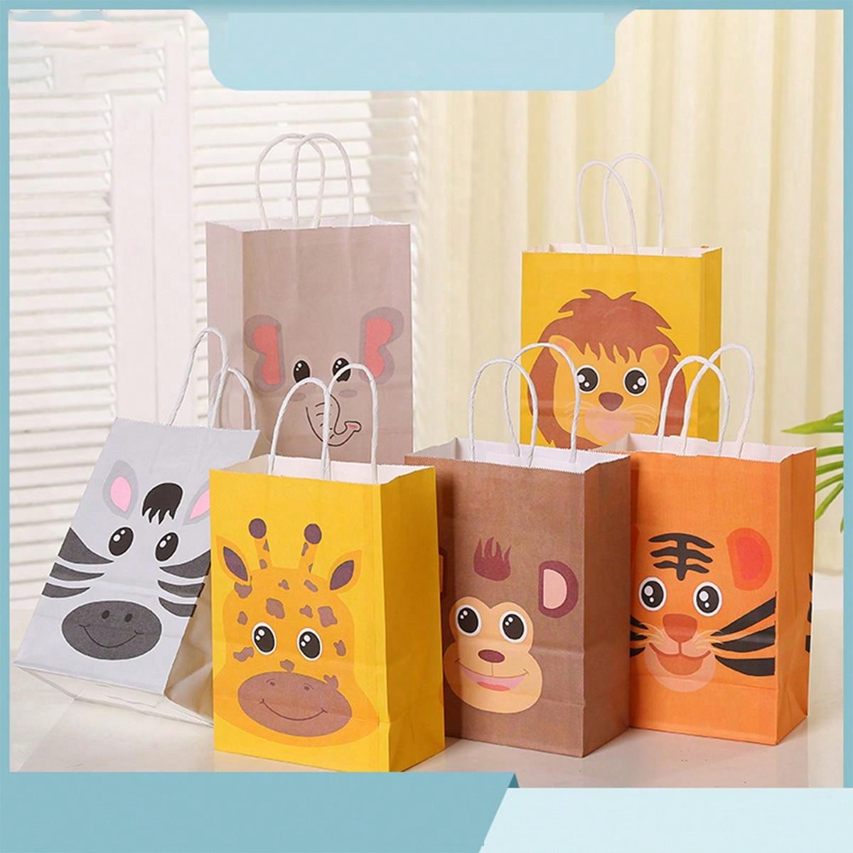 Creative Cartoon Kraft Paper Bag, Zoo Animal Theme Cute Handheld ...