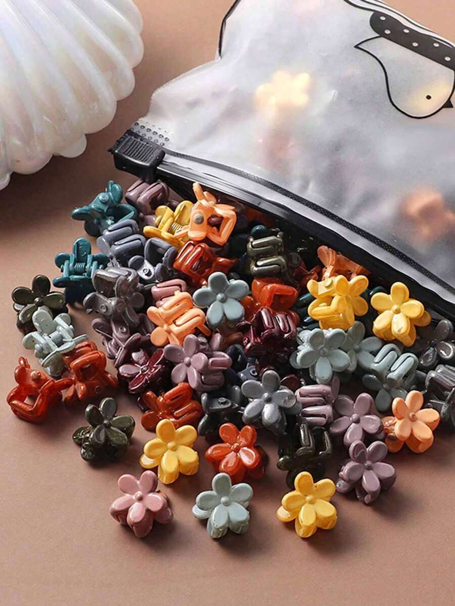 30pcs Random Color Mini Flower Hair Claw Clips For Girls | SHEIN USA