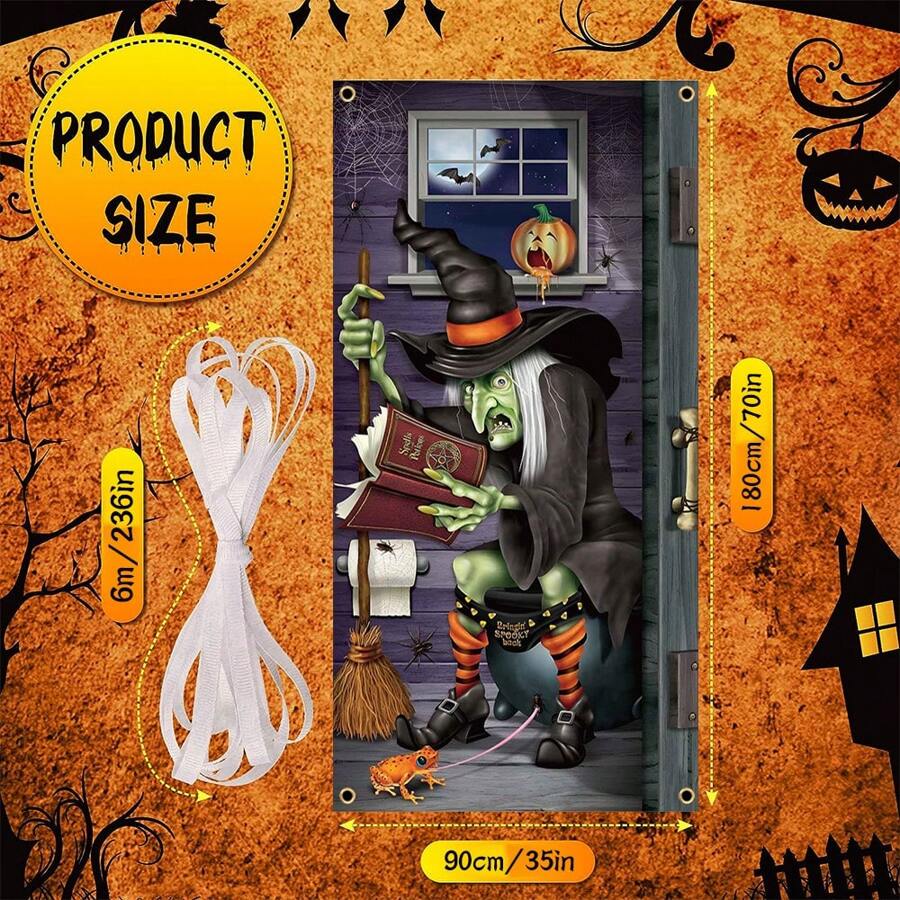 1pc Halloween Witch Themed Door Cover Decoration Banner (35in*70in/90cm ...