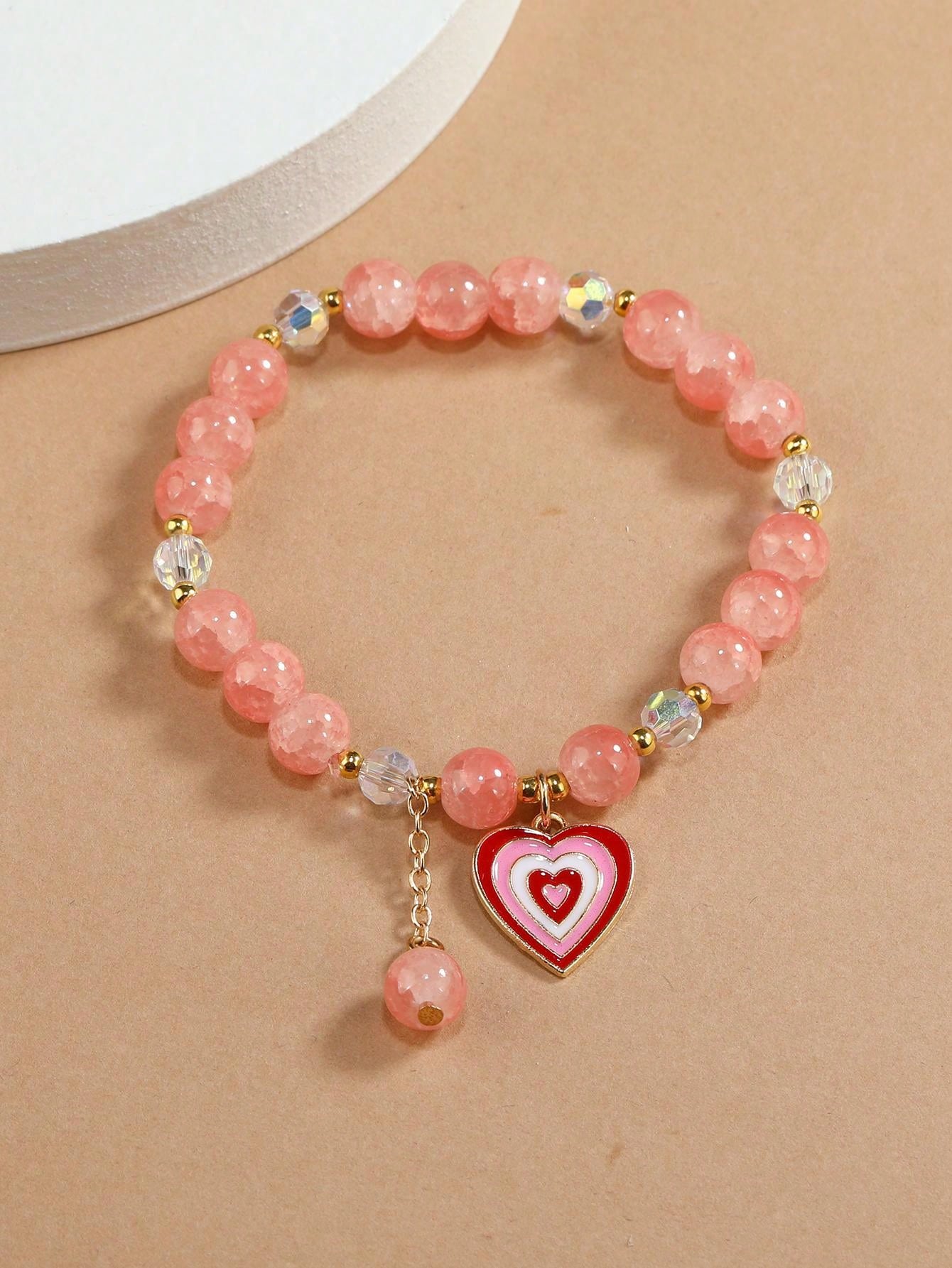Heart Charm Beaded Bracelet | SHEIN USA