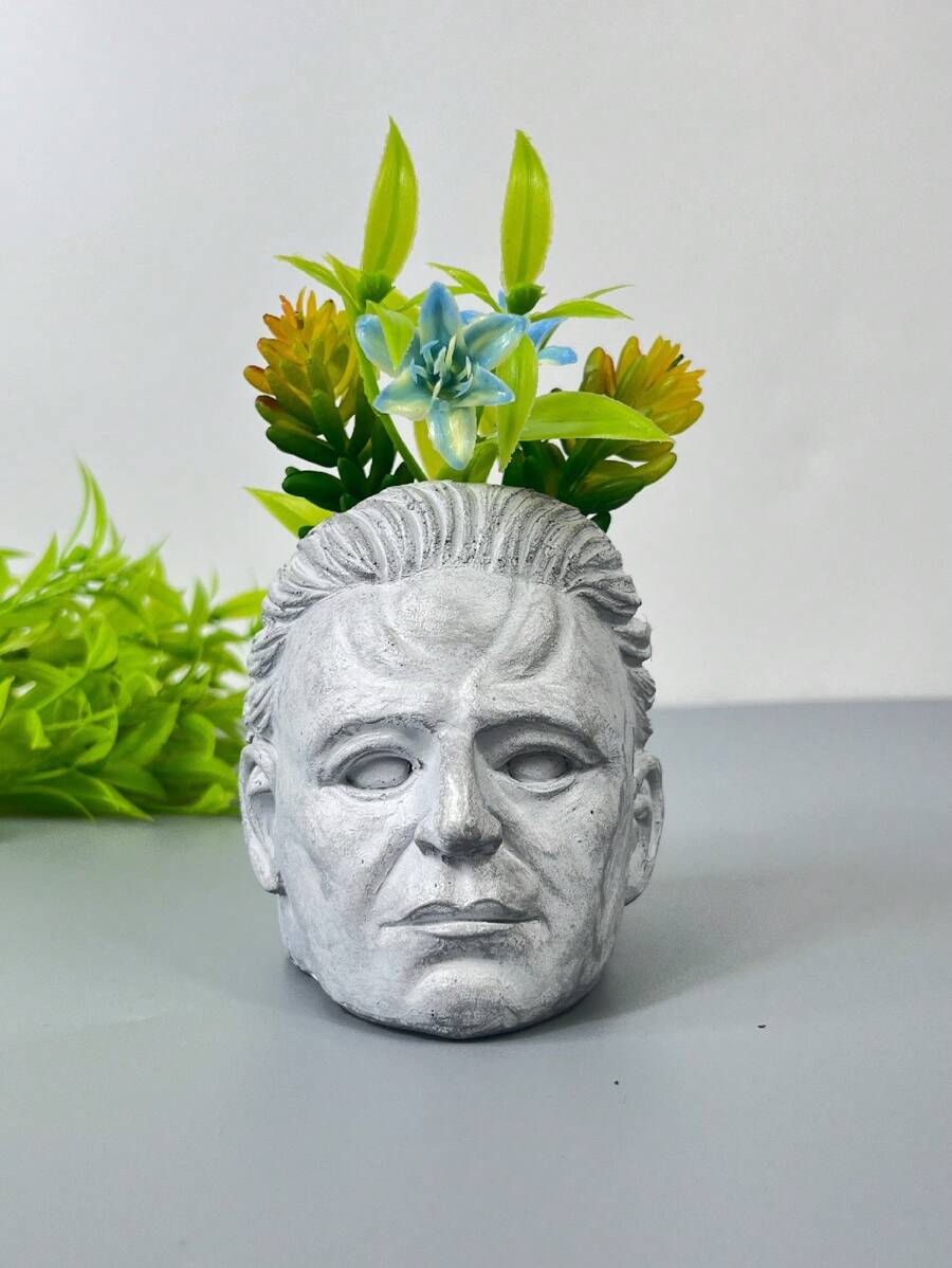 1pc Creative Person Head Shaped Succulent Flower Pot Statue Resin ...