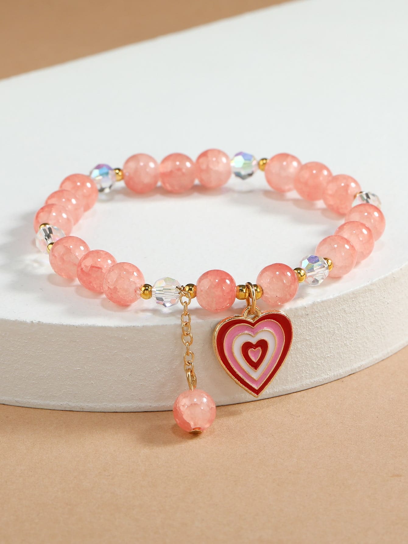 Heart Charm Beaded Bracelet | SHEIN USA