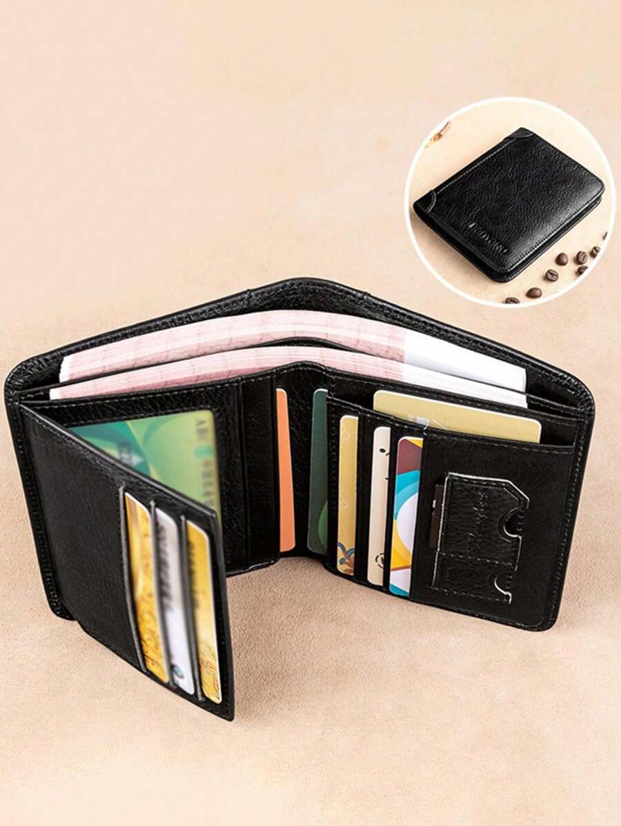 Men's Wallets RFID Leather Trifold Wallets For Men With ID Window And ...