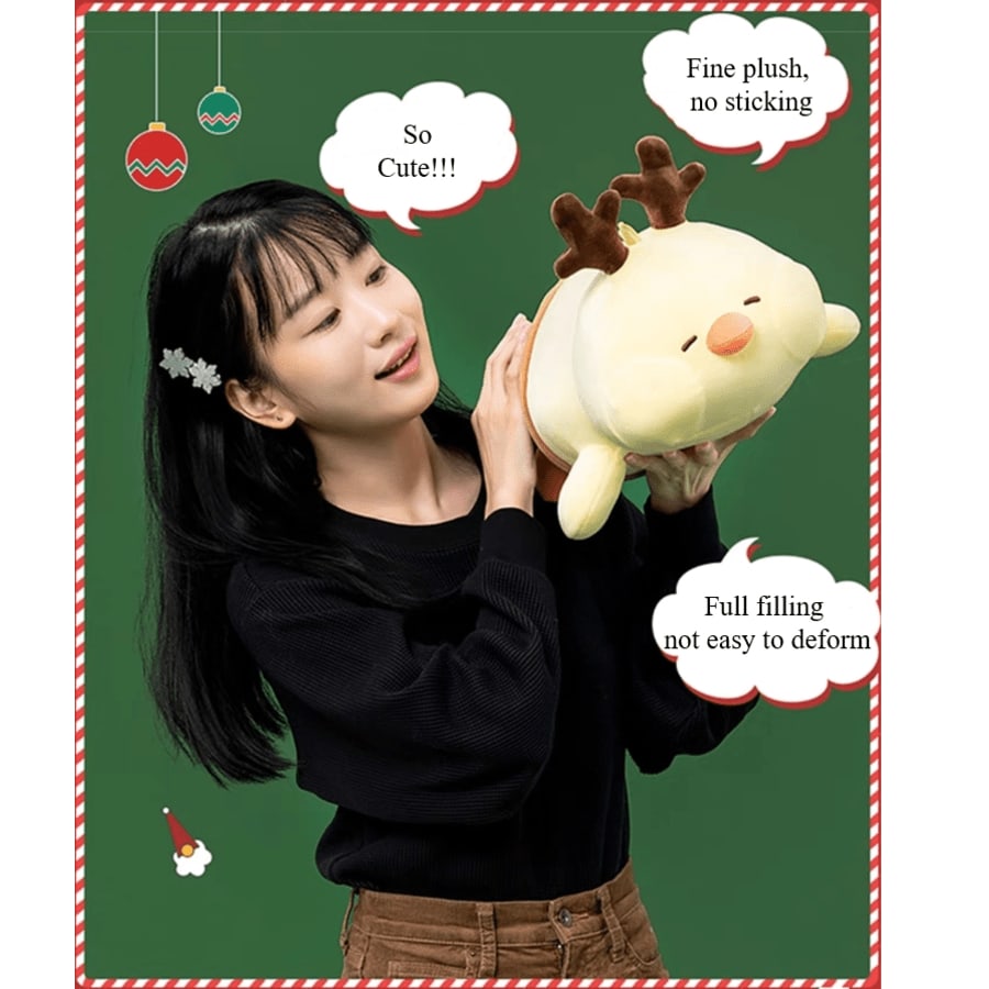 Miniso Christmas Collection Lying Little Chicken in Elk Costume Plush ...