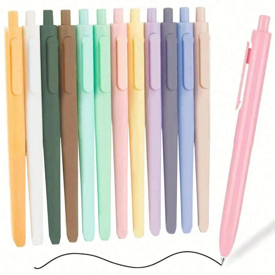 12-Color Automatic Pen, Black Ink Neutral Pen - Suitable For Children ...